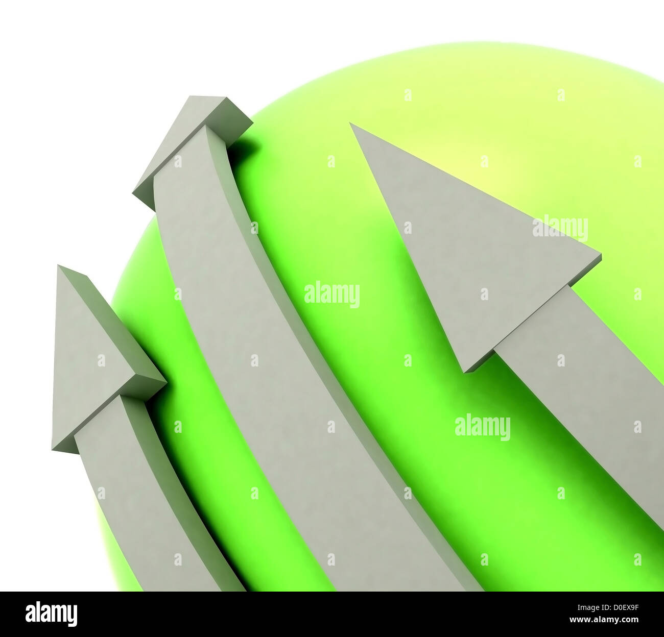 Arrows Green Sphere Showing 3 Dimensional Direction Stock Photo - Alamy