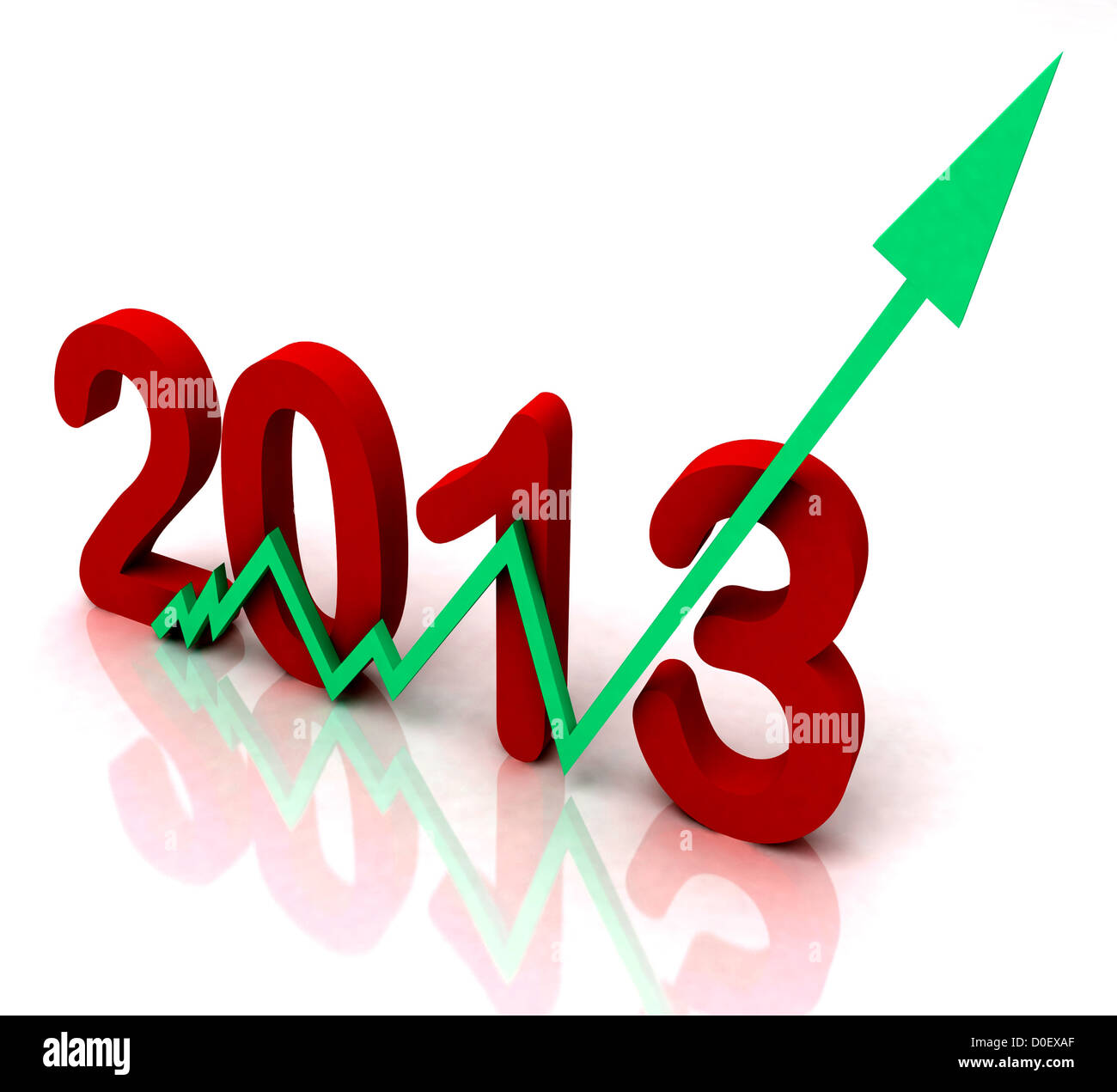 Angled 2013 Red Arrow Shows Sales For Year Stock Photo - Alamy