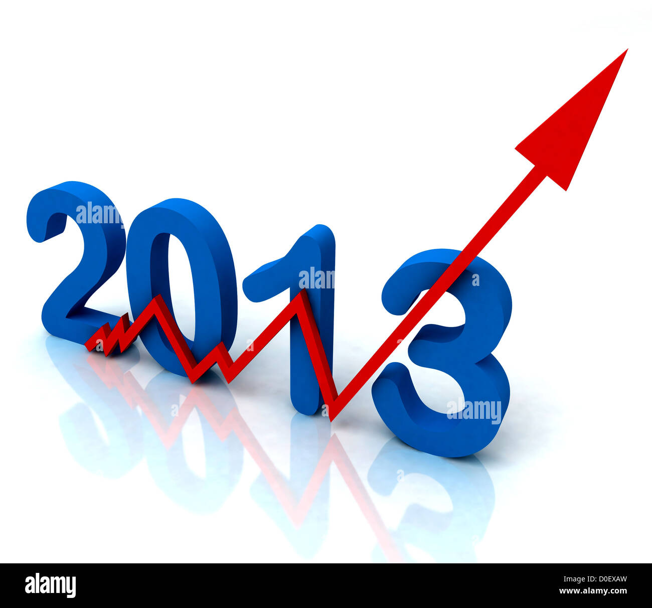Angled 2013 Red Arrow Shows Sales For Year Stock Photo - Alamy