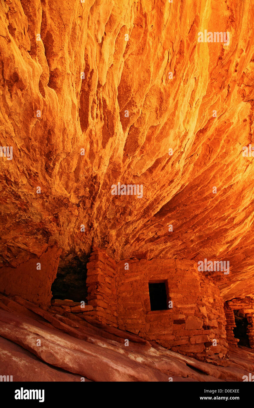 The Flaming Roof Ruin, also known as the House on Fire, an Anasazi ruin ...