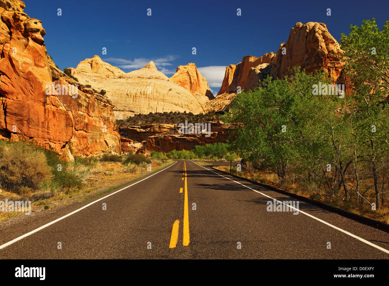 Utah Highway 24, the main paved road into Capitol Reef National Park ...
