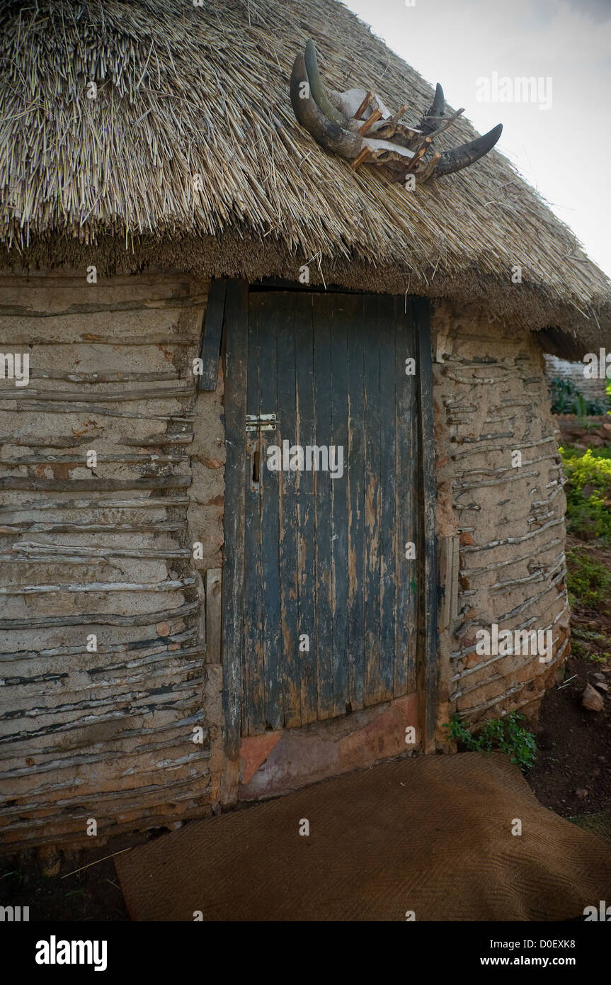 Visitors to the typical Zulu homestead in KwaZulu Natal, South Africa ...
