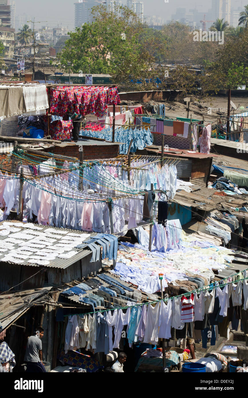 View over the open Air Laundry in Dhobi Ghat in Mumbai, India Stock ...