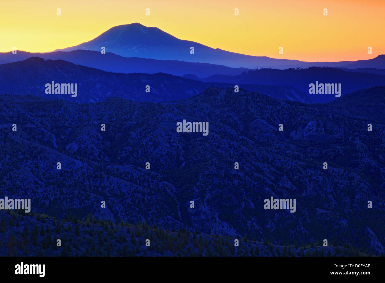 Sunrise over Mount Adams from Windy Ridge at Mount St. Helens National ...
