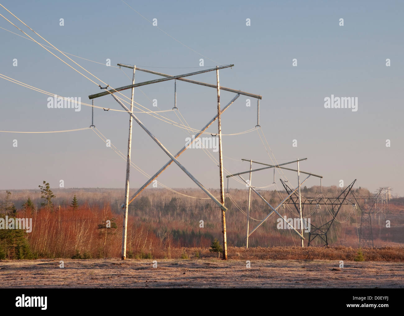 Power line poles in the countryside Stock Photo - Alamy