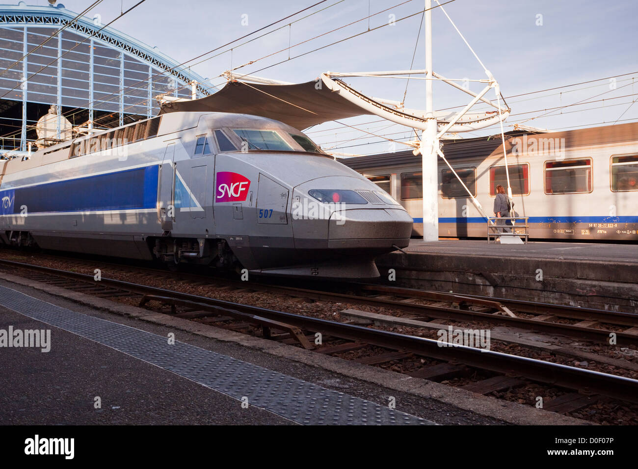 The pride of the French railway system is the TGV. This one having just ...