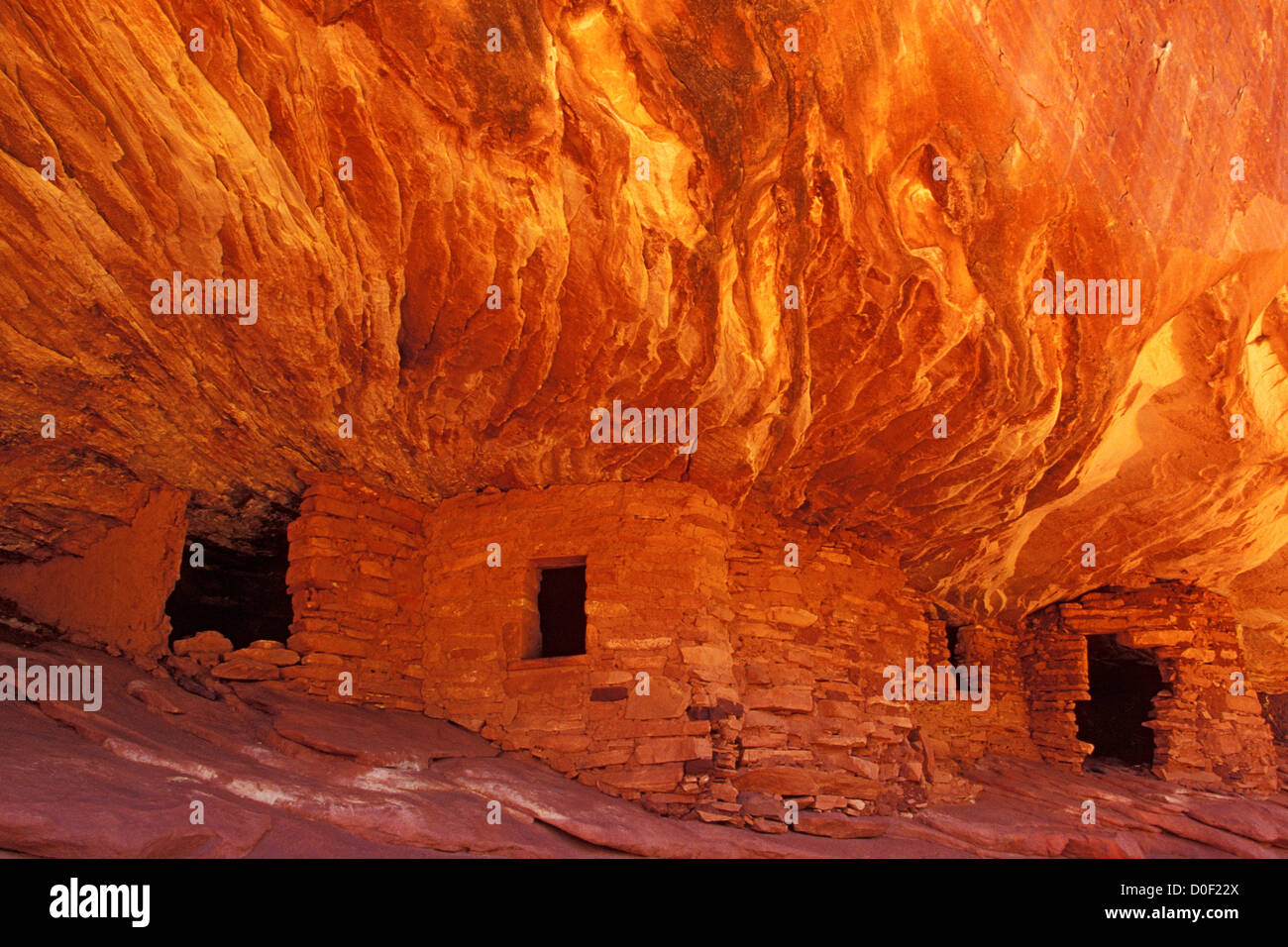 House On Fire, Mule Canyon, Cedar Mesa, Utah. The flaming effect is ...