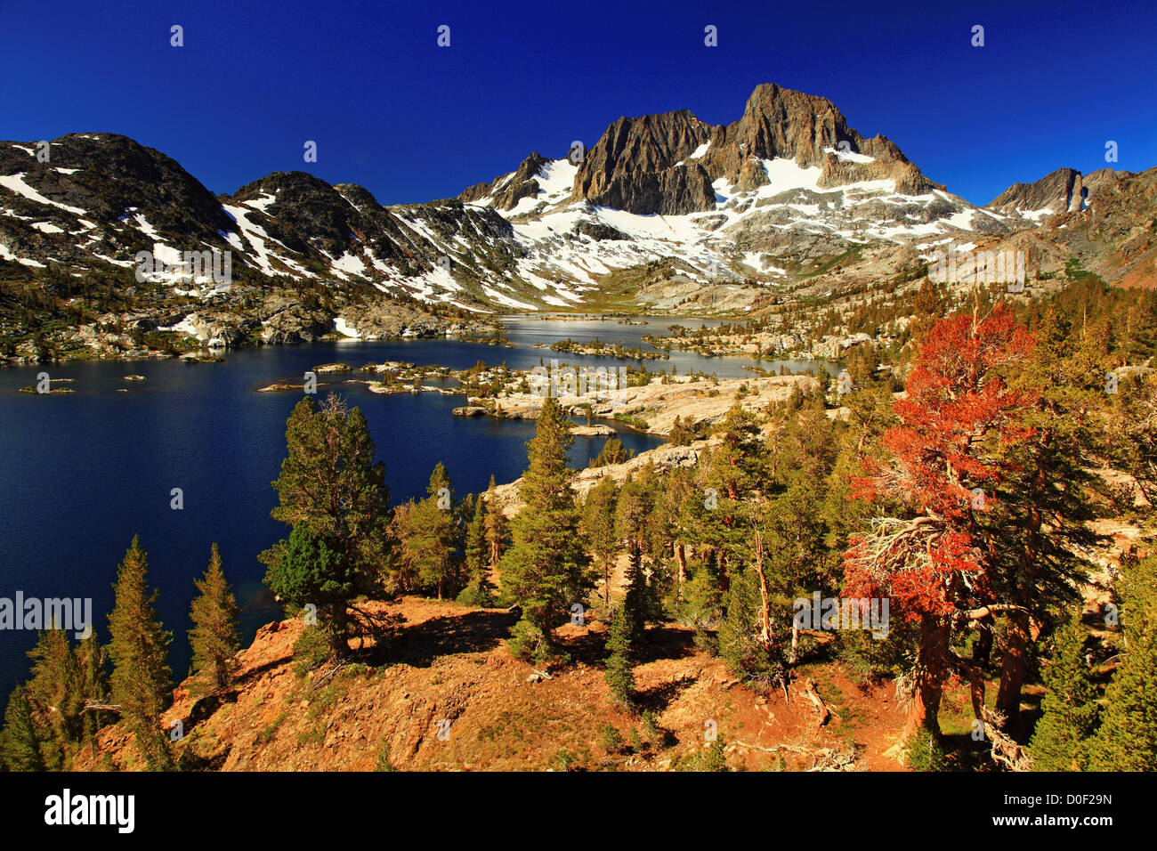 Garnet Lake and Banner Peak in the Ansel Adams Wilderness, California ...