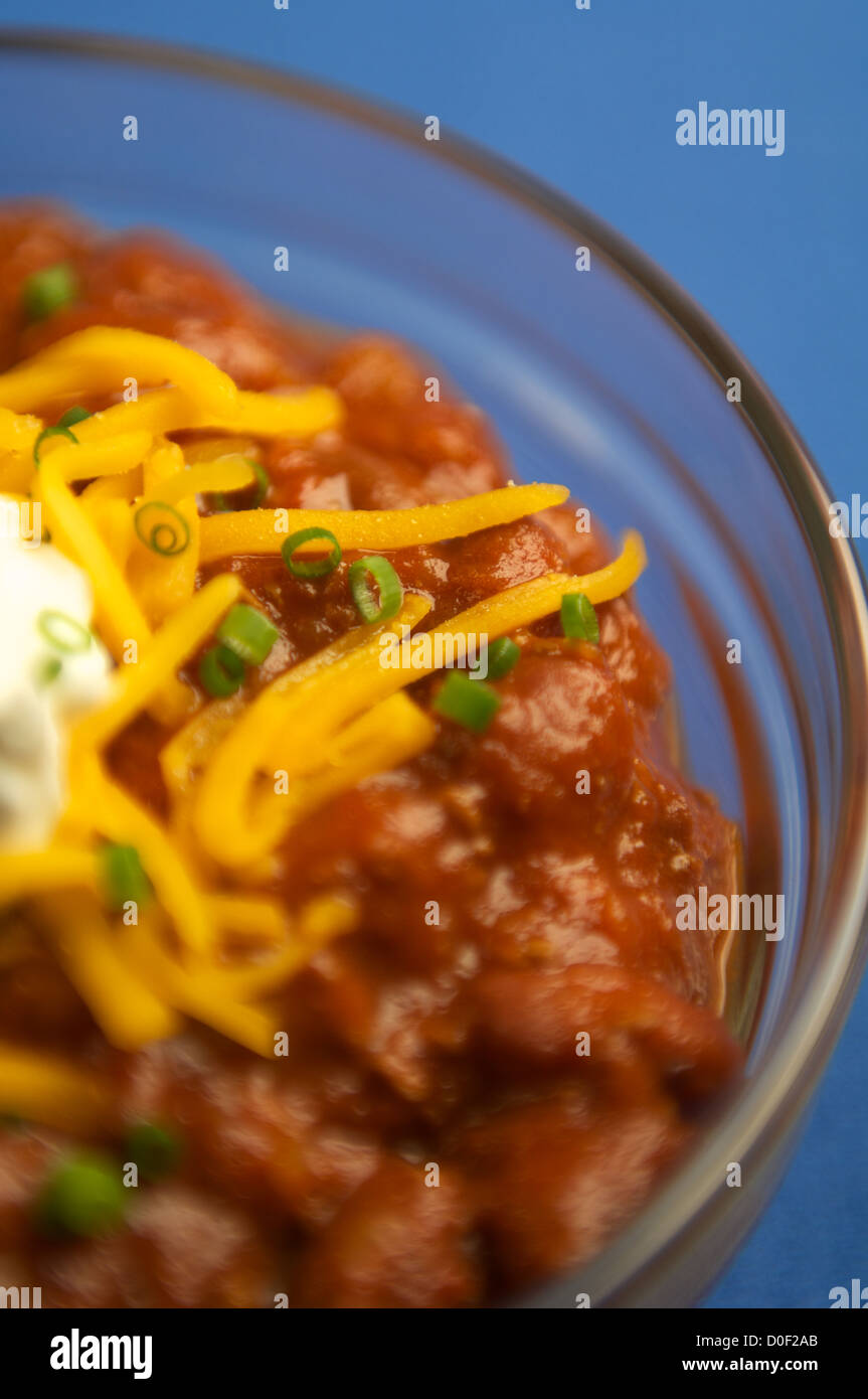 chili and cheese in a glass bowl Stock Photo - Alamy