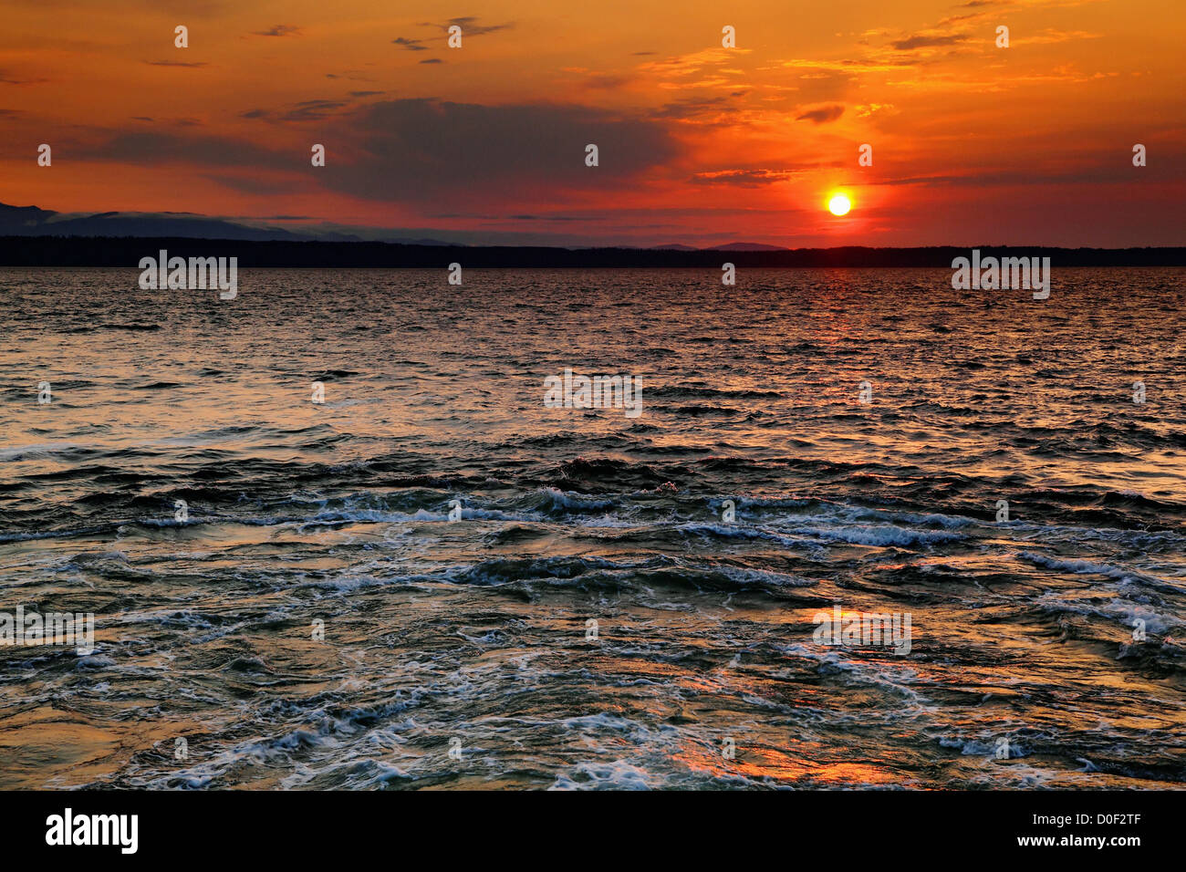 Sunset Over Puget Sound From The Edmonds-Kingston Ferry, Washington ...