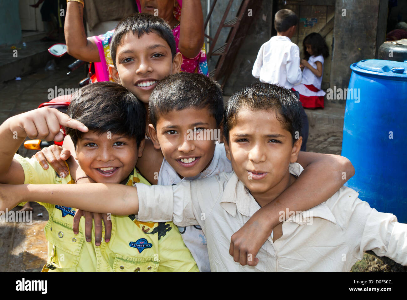 Happy slum children india hi-res stock photography and images - Alamy