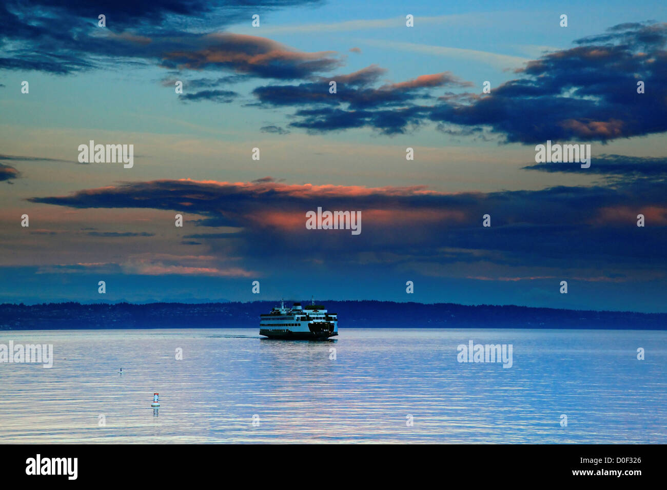 Sunset from Kingston ferry terminal, with an approaching ferry Stock ...