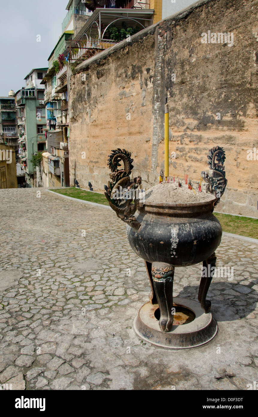 China, Macau. Historic central Macau, UNESCO. Old City Wall with Na ...