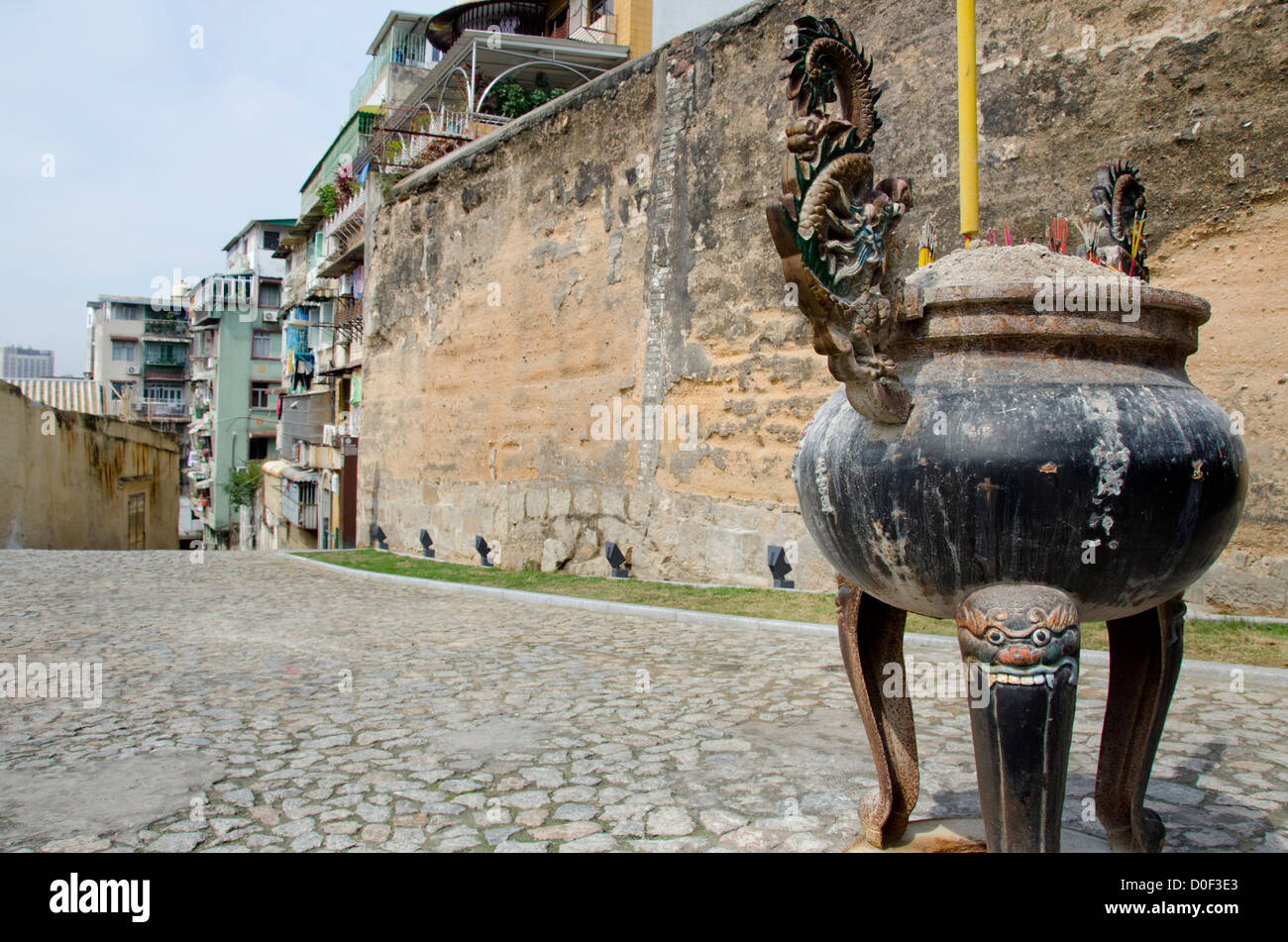 China, Macau. Historic central Macau, UNESCO. Old City Wall with Na ...