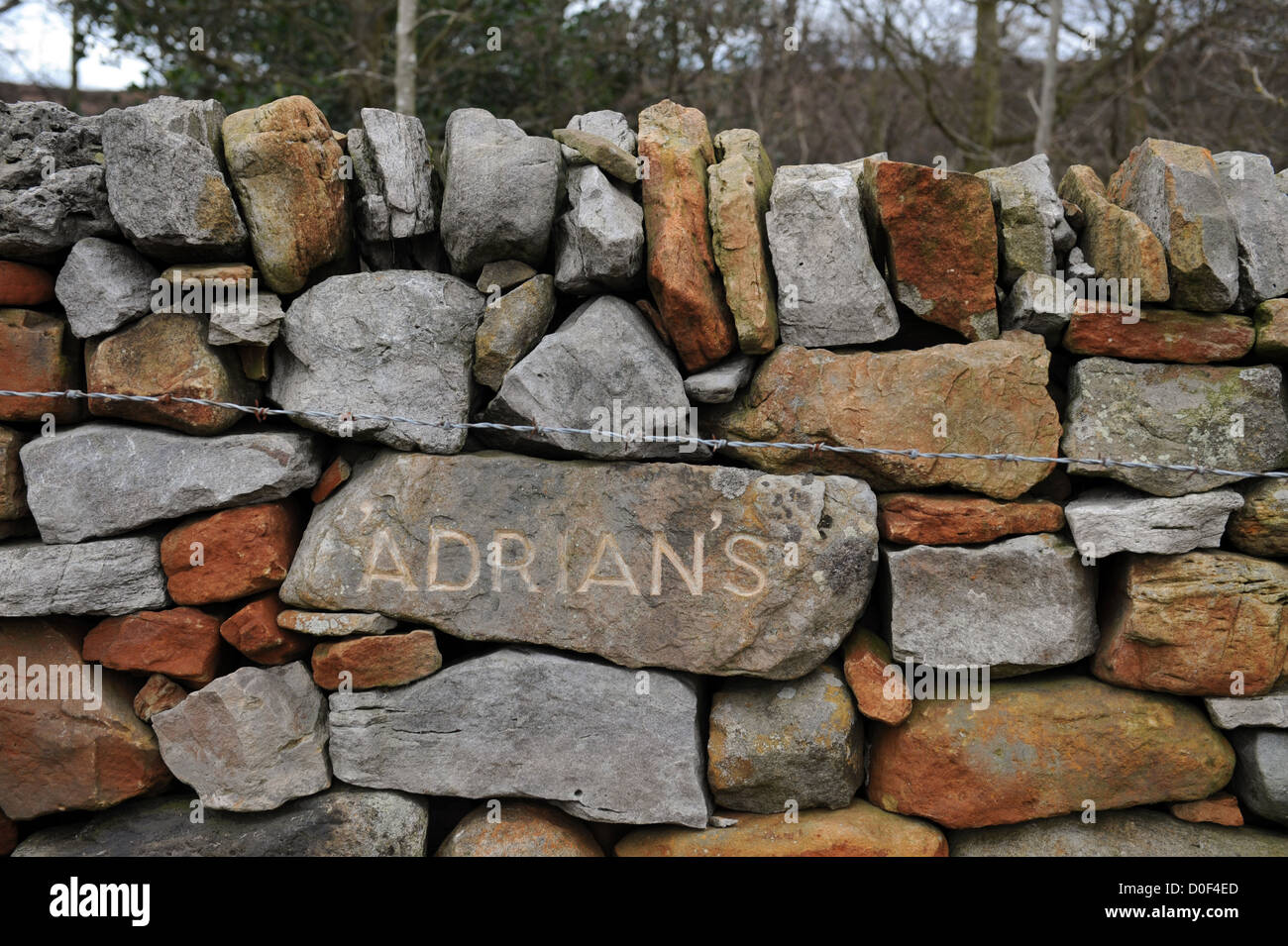 Stone wall build in the North York Moors with the stone wallers name ...