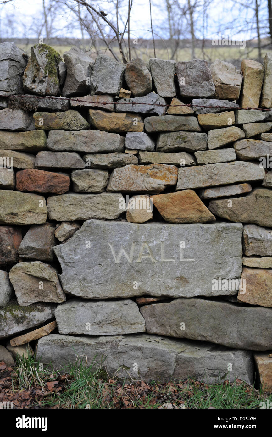 Stone wall build in the North York Moors with the stone wallers name ...