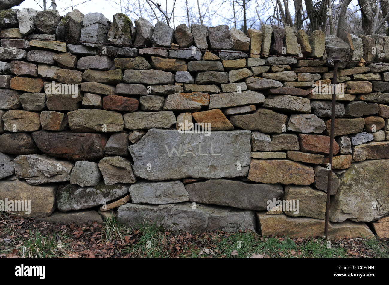 Stone wall build in the North York Moors with the stone wallers name ...