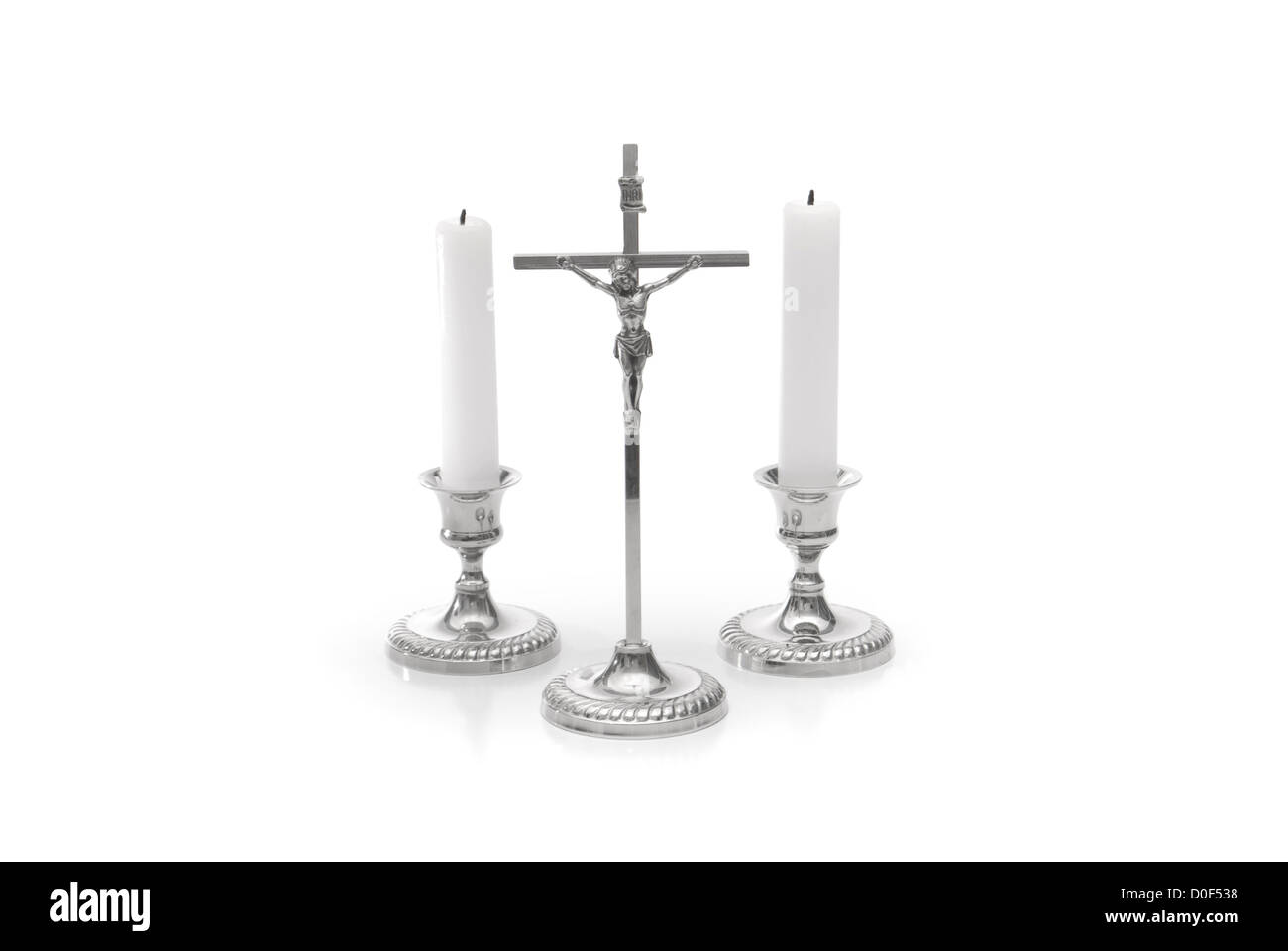 christian rood with candle isolated on white Stock Photo - Alamy