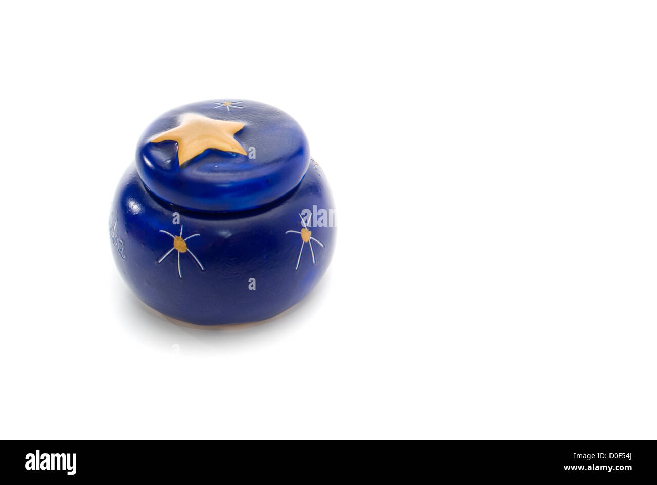 small decorated blue porcelain container Stock Photo - Alamy