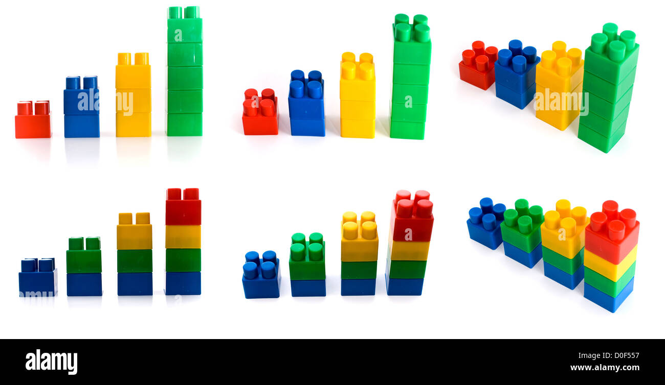 set of raising charts from colorful bulding block Stock Photo - Alamy