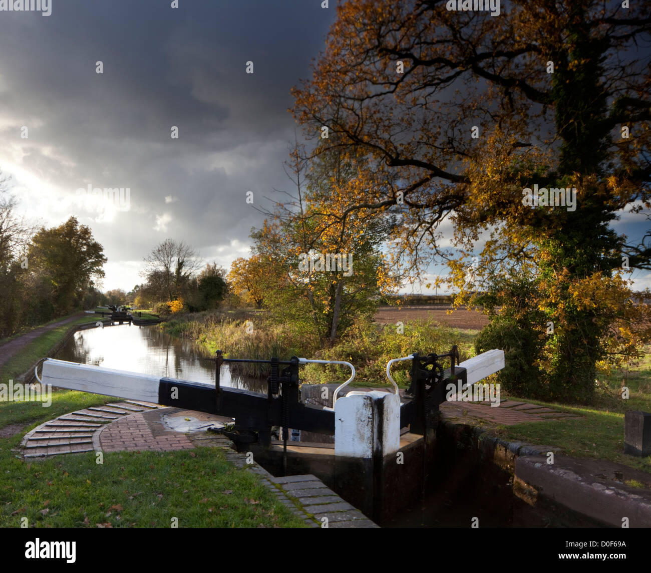 Tardibigge lock flight on the Worcester and Birmingham Canal near ...