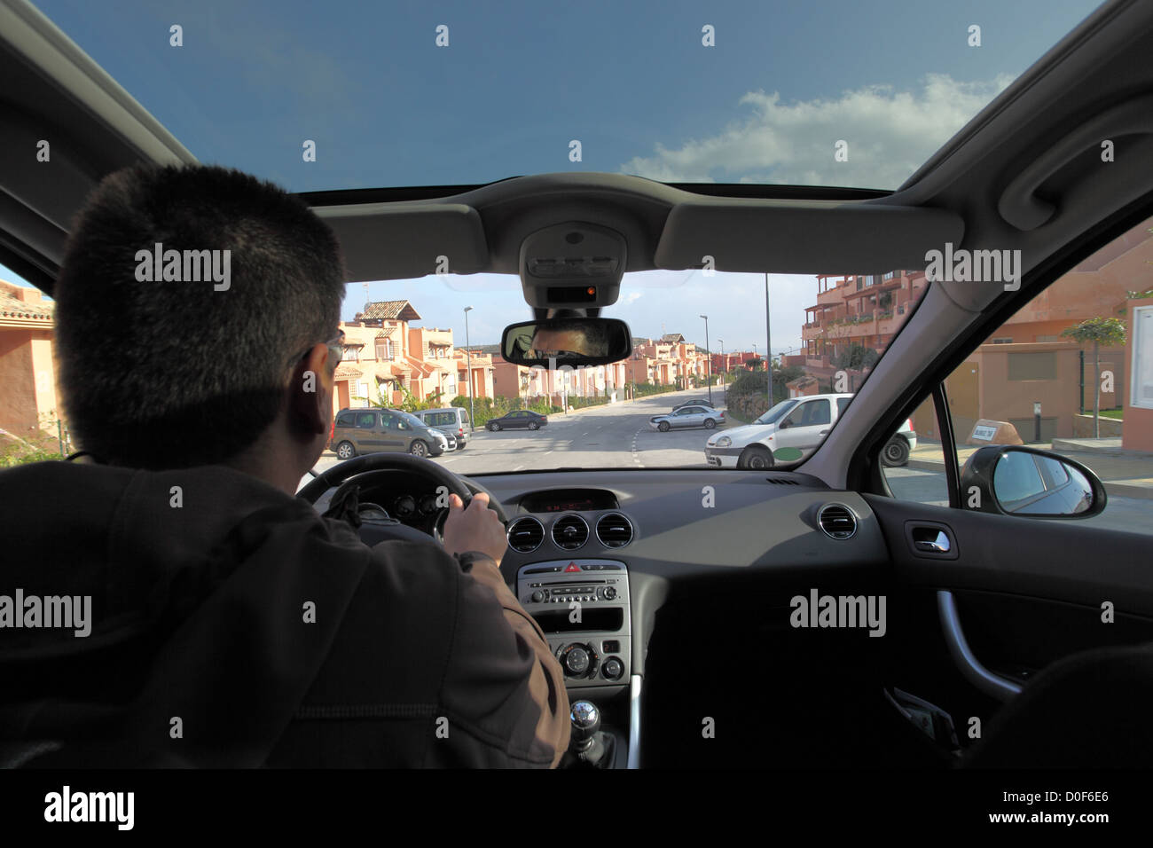 Man driving a car, inside view Stock Photo - Alamy