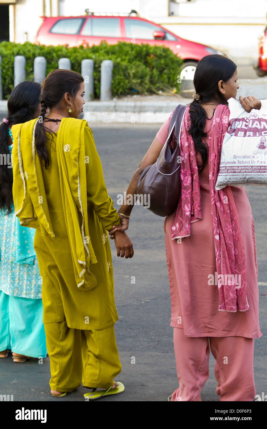 Indian woman crossing street hi-res stock photography and images - Alamy