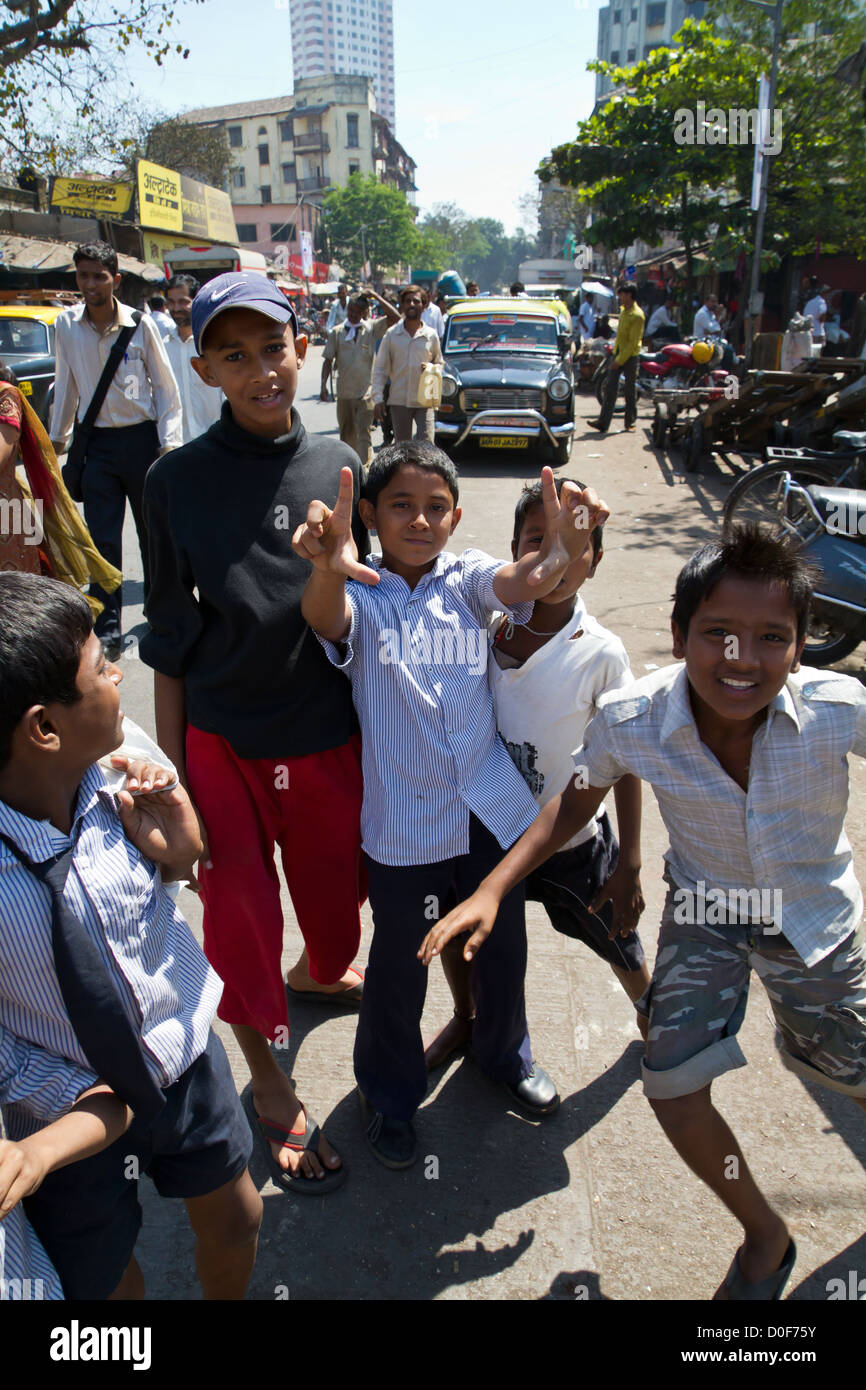 Cheerful Boys in the Streets of Mumbai Stock Photo - Alamy