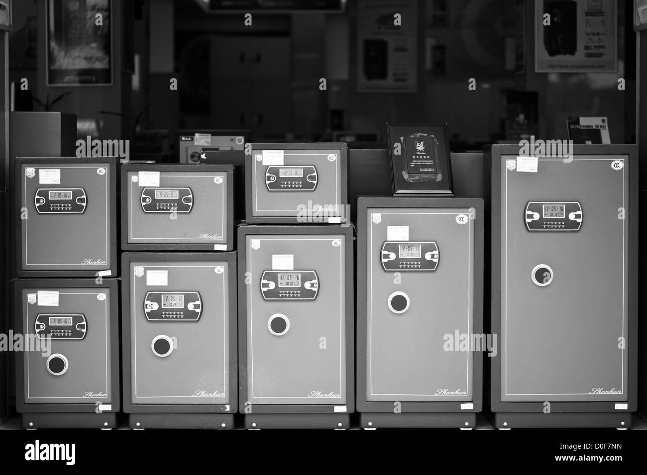 A range of different size safes for sale,Guangzhou,China Stock Photo ...