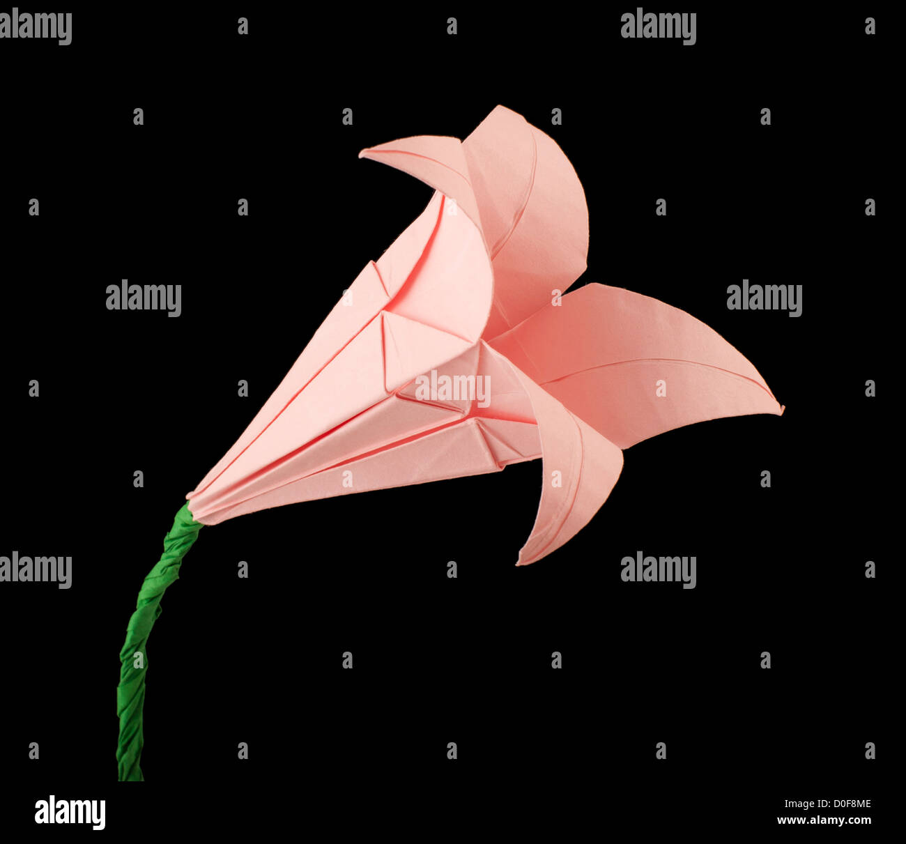 Pink Flower origami black isolated. Paper made flowers Stock Photo - Alamy
