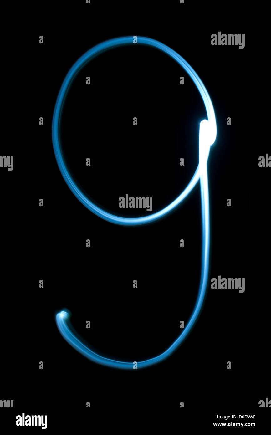 Number nine digit from natural neon light Stock Photo - Alamy