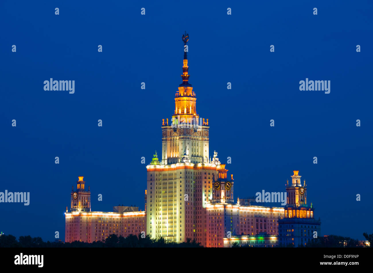 The main building of Moscow State University in Moscow, Russia Stock ...