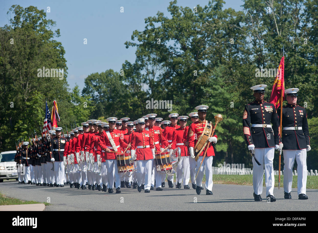 An escort detail from Marine Barracks Washington at a funeral of a ...
