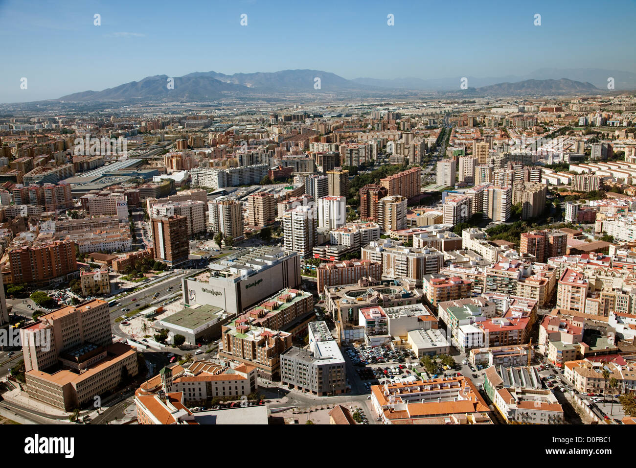 Aerial view of Malaga Costa del Sol Andalusia Spain Vista aerea de ...