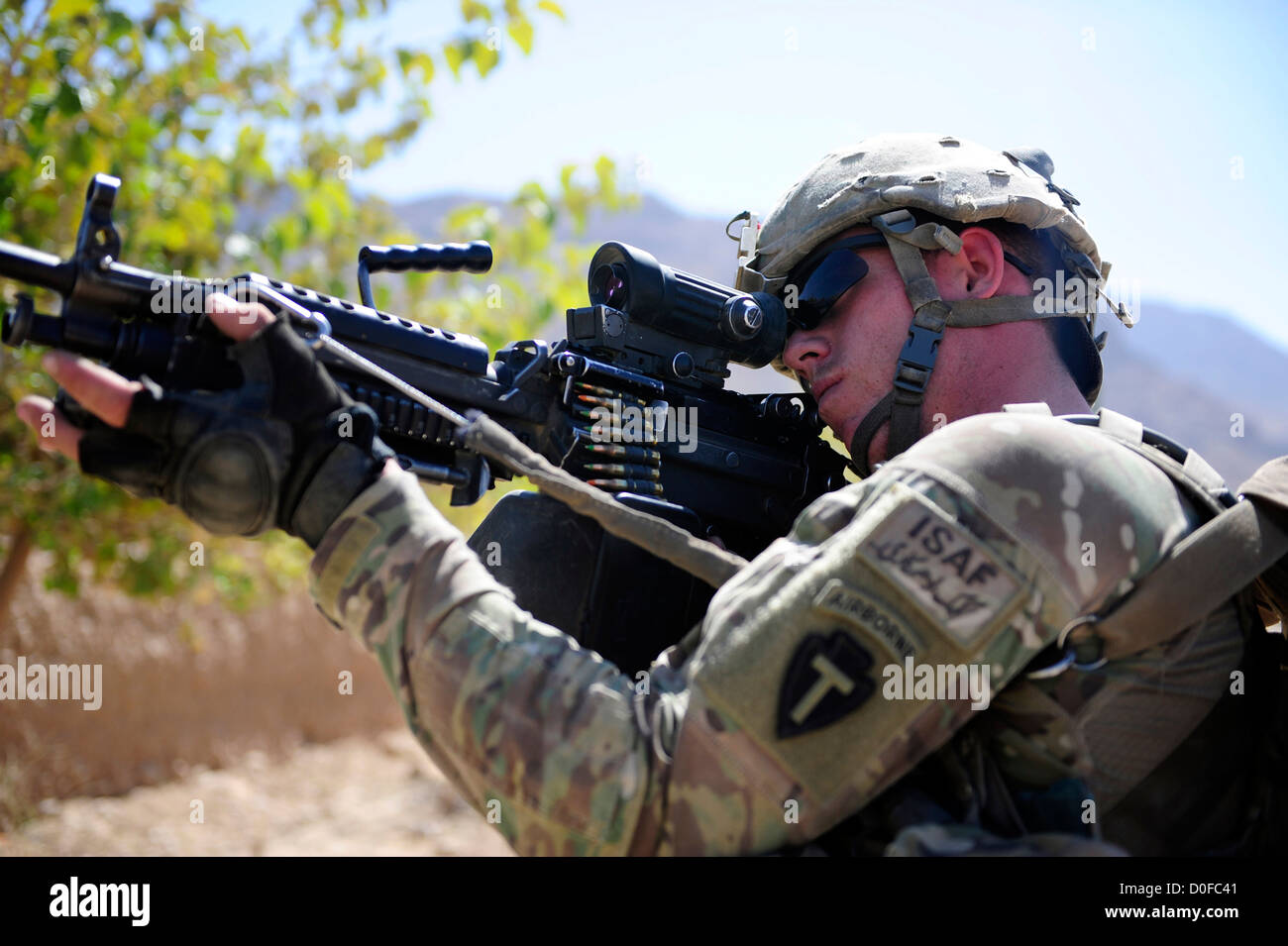 US Army soldier secures a compound September 26, 2012 during a mission ...