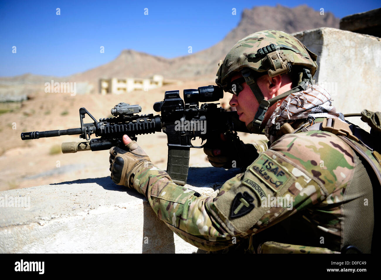 US Army soldier secures a compound September 26, 2012 during a mission ...