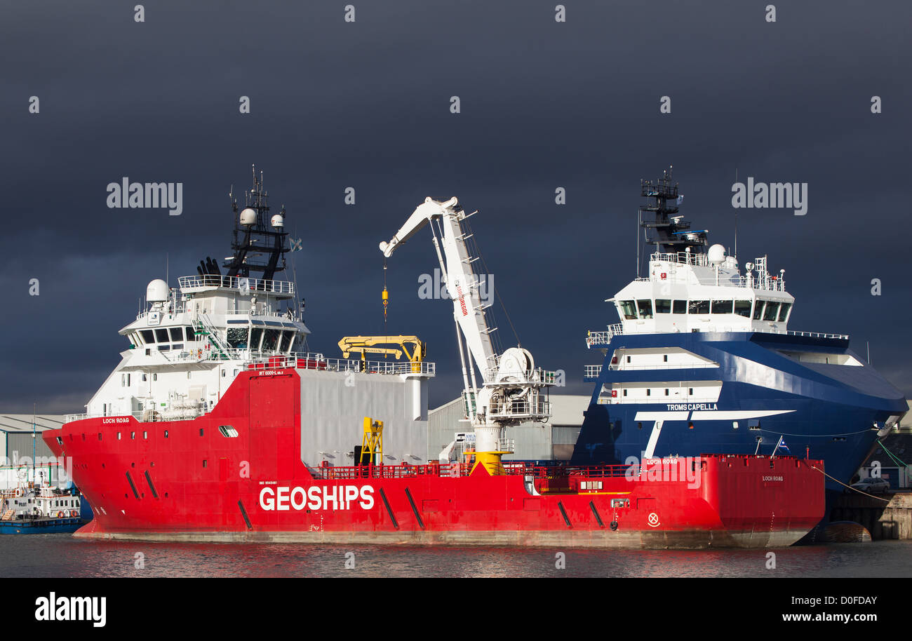 oil industry support vessels alongside Montrose Docks Scotland UK Stock ...