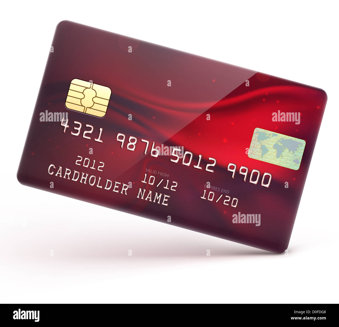 detailed glossy red credit card isolated on white background Stock ...