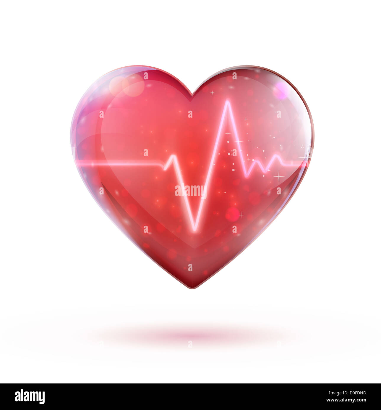 red heart shape with electrocardiogram line Stock Photo - Alamy