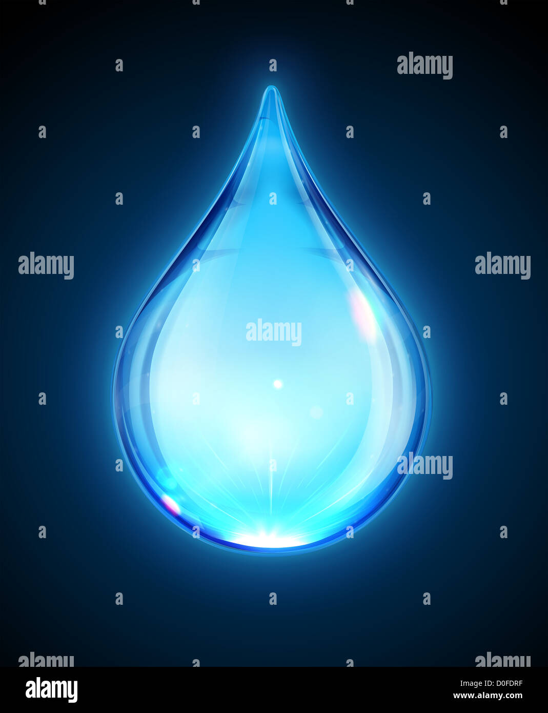 single blue shiny water drop isolated on dark background Stock Photo ...