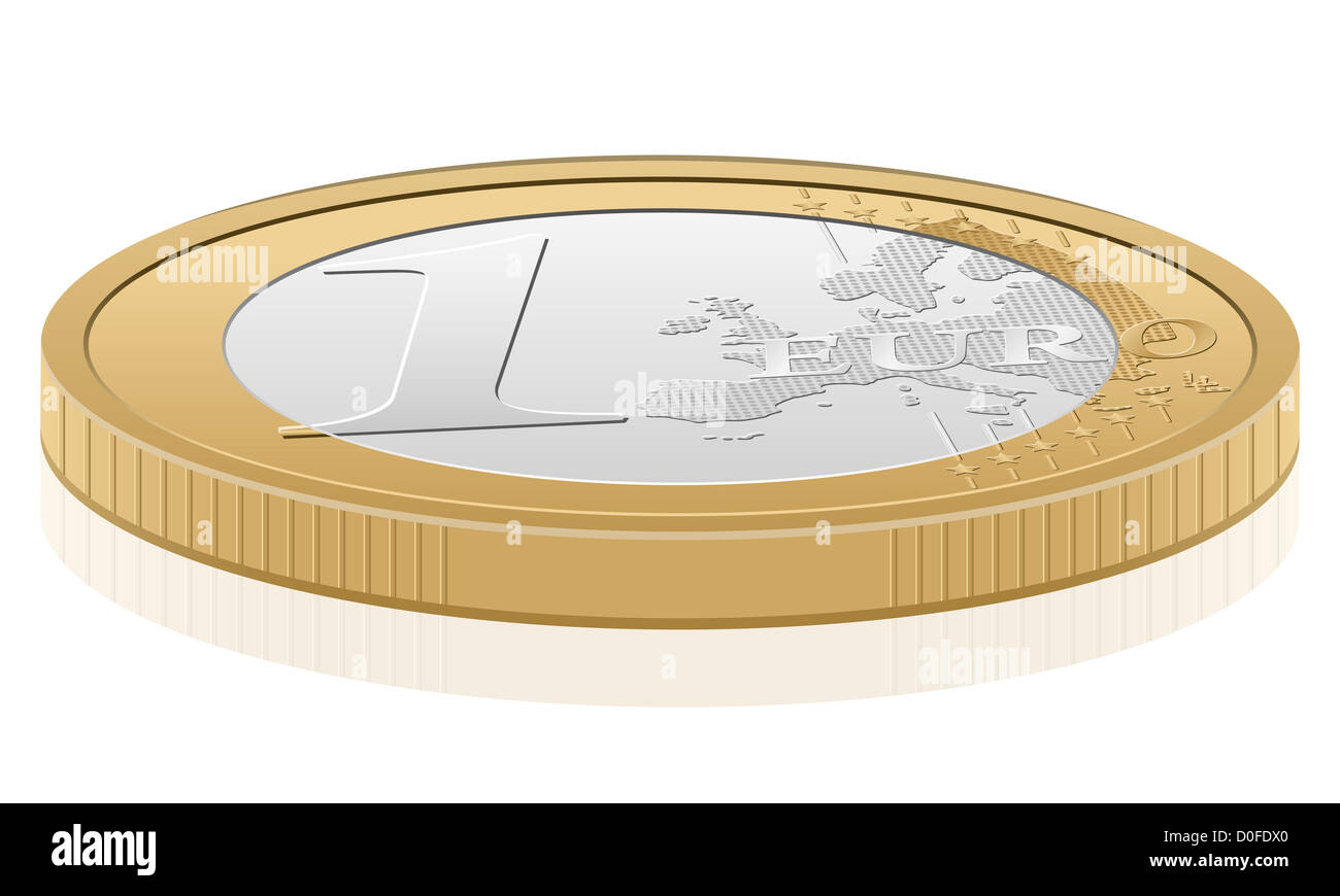 One euro coin isolated on a white background. Vector illustration Stock ...