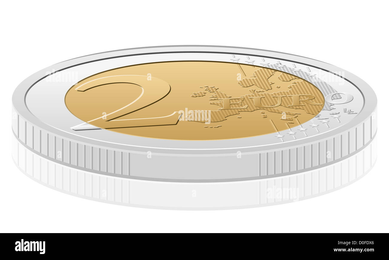 Two euro coin isolated on a white background. Vector illustration Stock ...