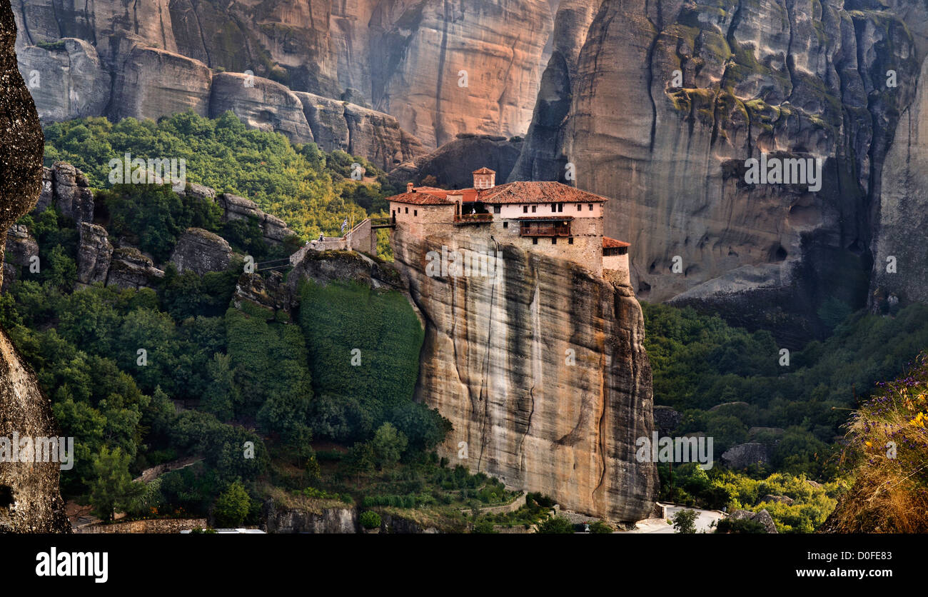 Meteora monasteries and peaks at Kalambaka of Greece near Trikala city ...