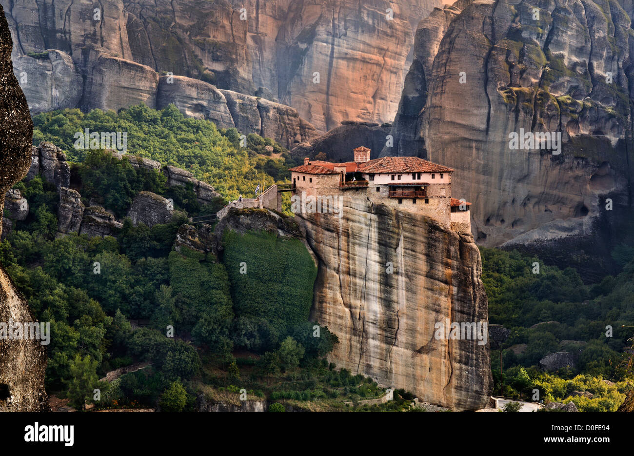 Meteora monasteries and peaks at Kalambaka of Greece near Trikala city ...