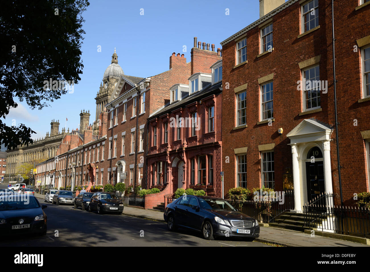 A street in central Leeds showing various types of architecture. Park ...