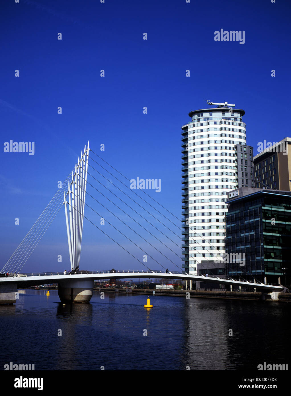 Suspension Bridge across The Manchester Ship Canal opposite Media City ...
