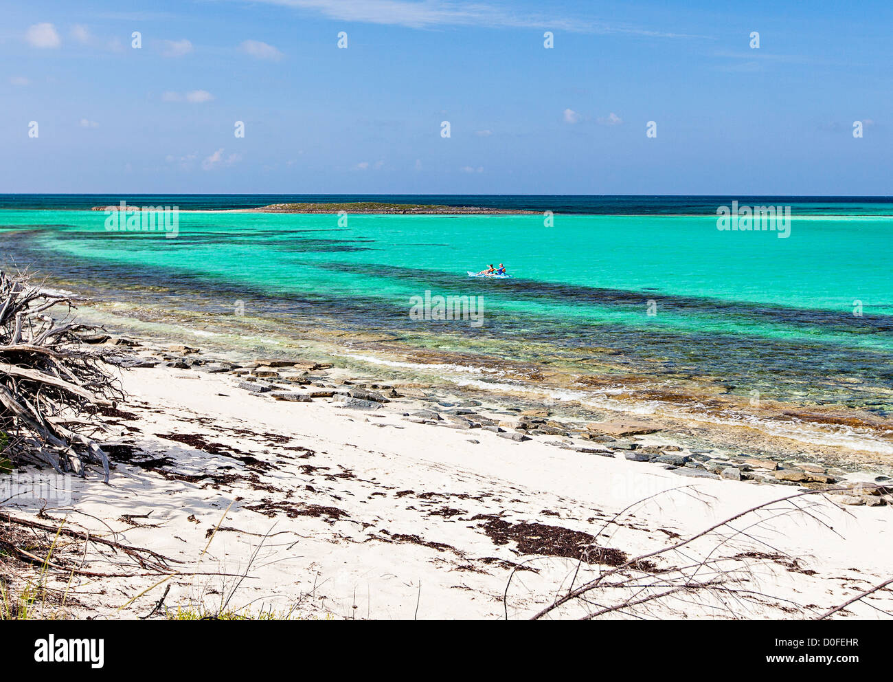 Kayakers explore along Bita Bay on Green Turtle Cay, Bahamas Stock ...