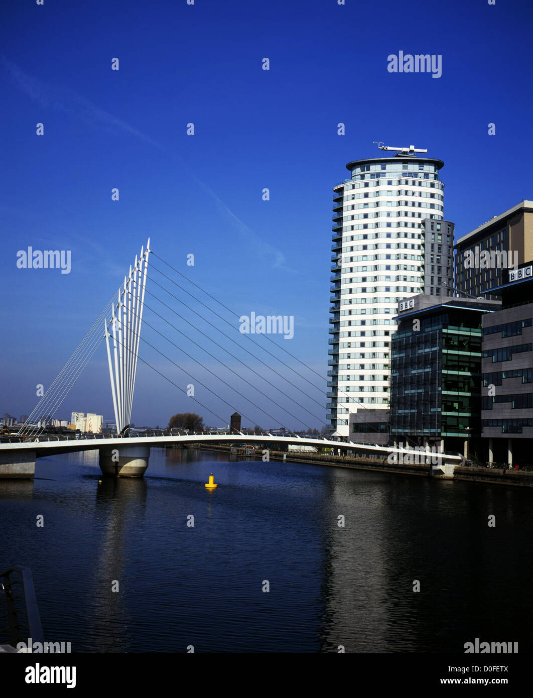 Suspension Bridge across The Manchester Ship Canal opposite Media City ...