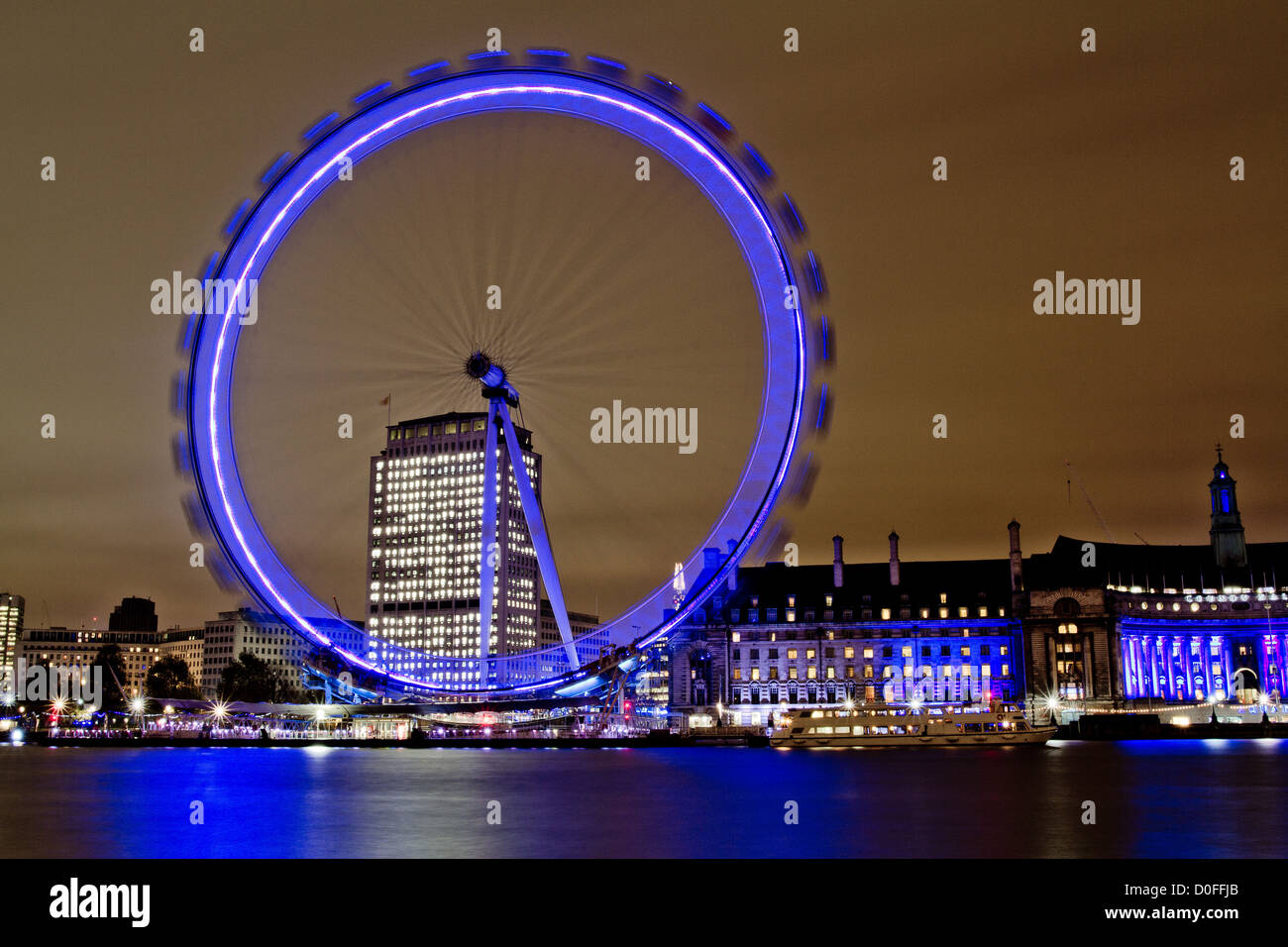 London Eye at Night Stock Photo - Alamy