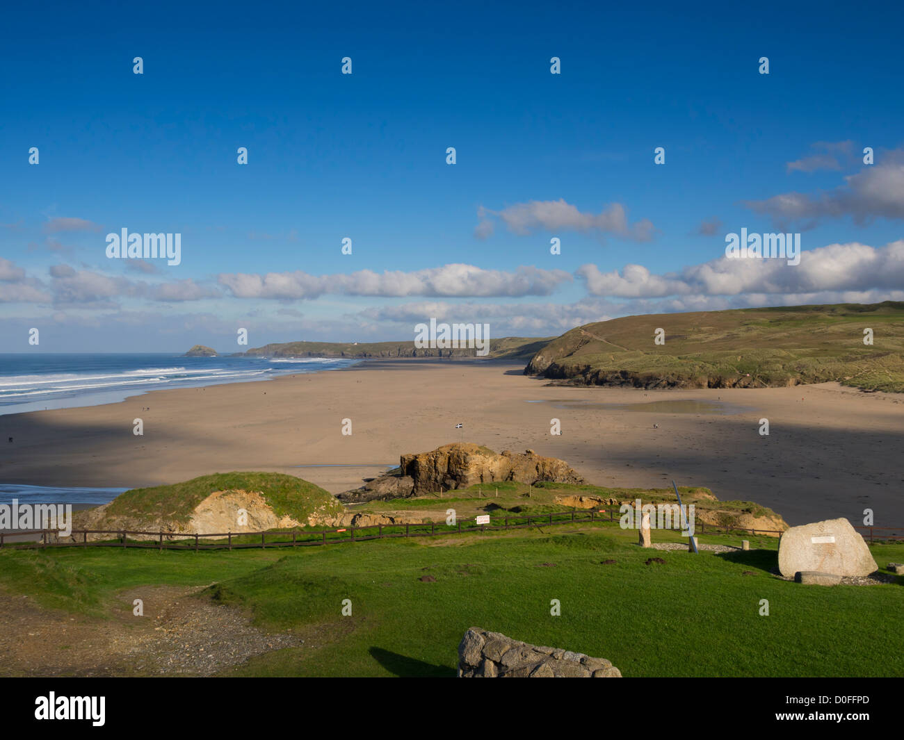 Perran Beach, Perranporth, Cornwall. Perran Beach stretches for 2 miles ...